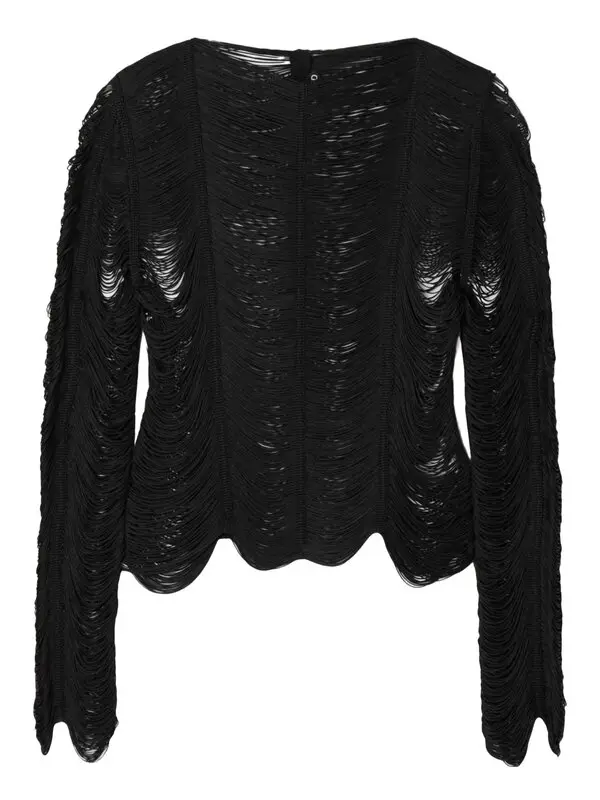 TOM FORD Open-knit Tasseled Blouse - Black