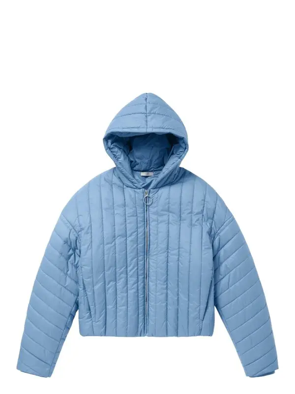 1989 STUDIO Quilted Hooded Cropped Puffer Jacket - Light Blue