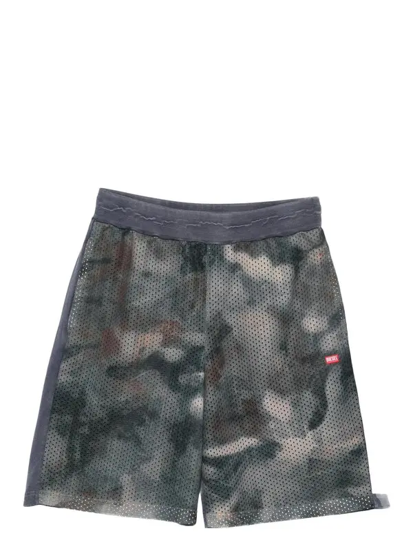 DIESEL® Camouflage Mesh Track Shorts - Black