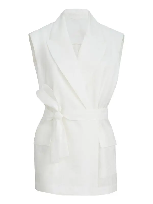 Brunello Cucinelli Sleeveless Belted Waistcoat - White
