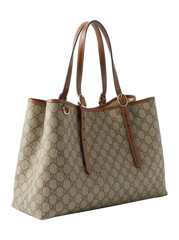Gucci Gg Emblem Large Tote Bag - Beige/dark Brown