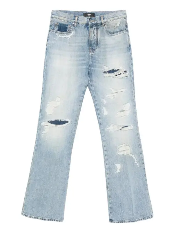 Amiri Distressed Flare Jeans - Light Blue