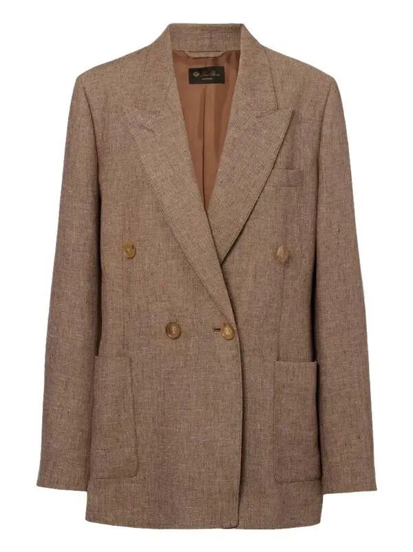 Loro Piana Linen Double-breasted Blazer - Brown