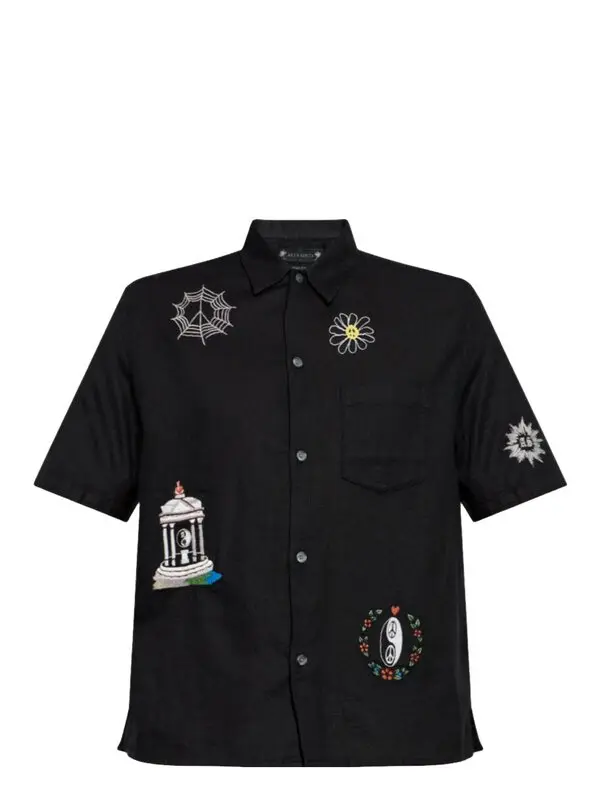 ALLSAINTS Karlton Embroidered Short-sleeve Shirt - Black