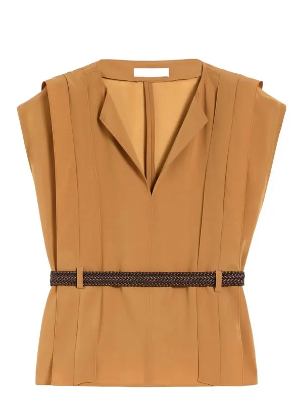 Max Mara Belted V-neck Blouse - Caramel Color