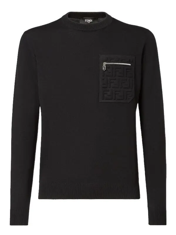 Fendi Ff Embossed Crewneck Jumper - Black