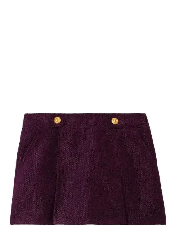 TOM FORD Pleated Tweed Mini Skirt - Plum Color