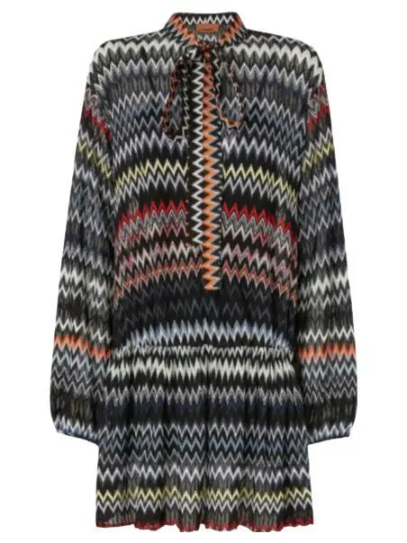 Missoni Chevron Knit Mini Dress - Black And Multicolour