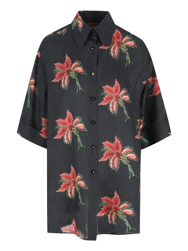 Valentino Garavani Papier Floral Bowling Shirt - Black