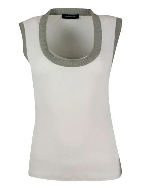Fabiana Filippi Contrasted-trim Knitted Tank Top - White