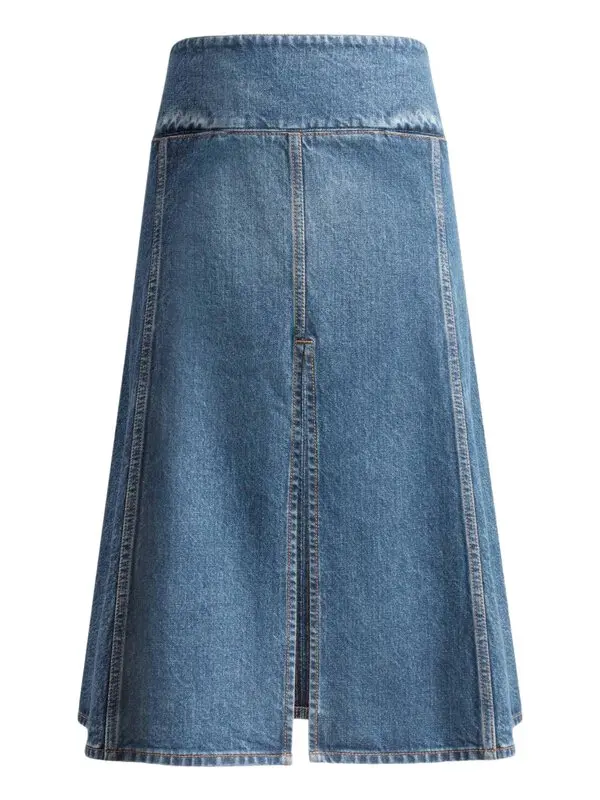 Alaïa Vintage-effect Denim A-line Midi Skirt - Blue