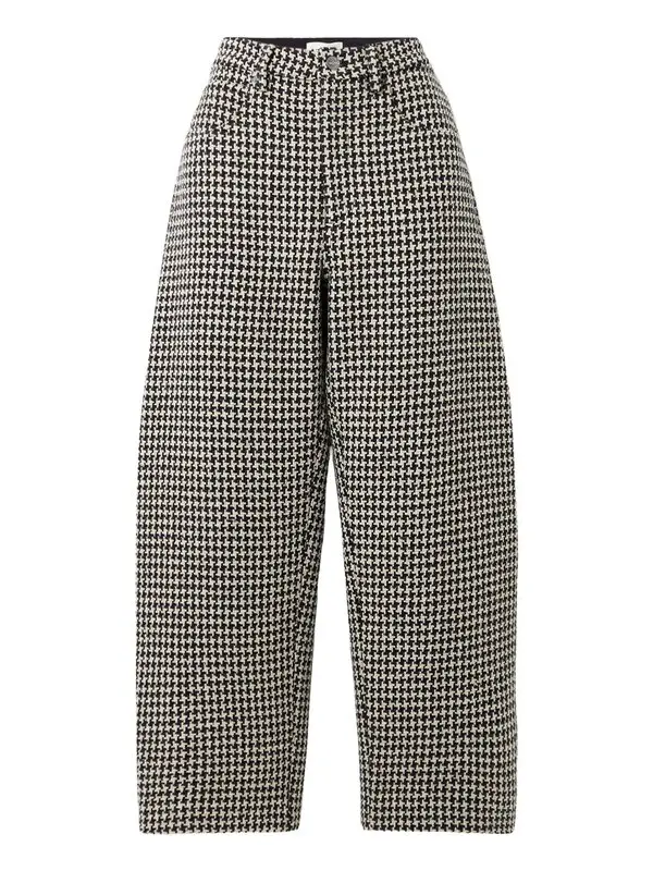 FRAME Houndstooth Tweed Wide-leg Track Pants - Black