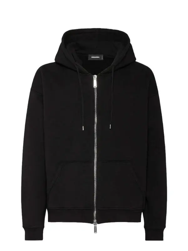 Dsquared2 Relaxed Fit Zipped Hoodie With Drawstring - Black