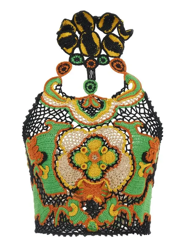 Etro Crochet Halterneck Crop Top - Multicolor