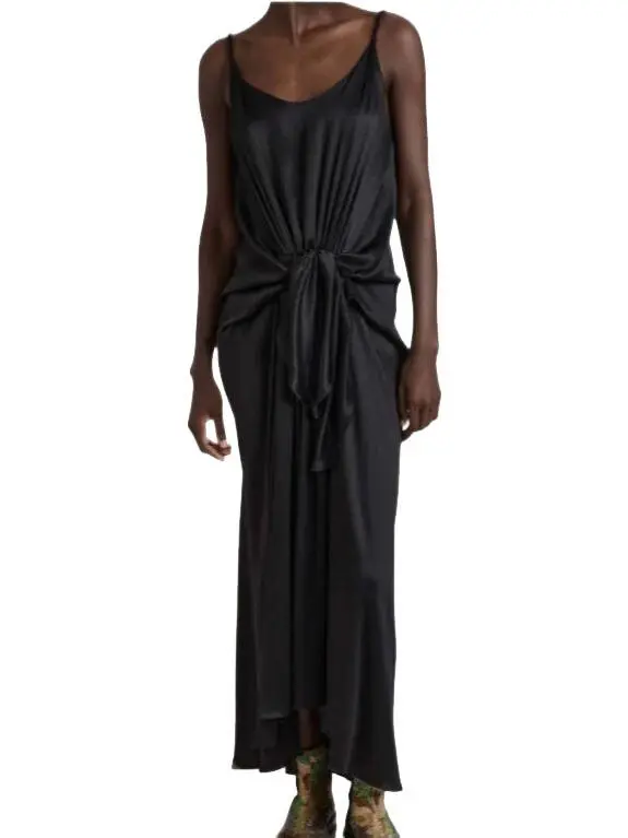 J.W.ANDERSON Jw Anderson Knotted Waist Longline Dress - Black