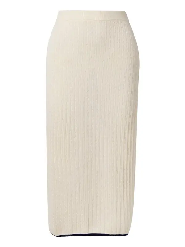 FRAME Cable Knit Midi Skirt - Cream