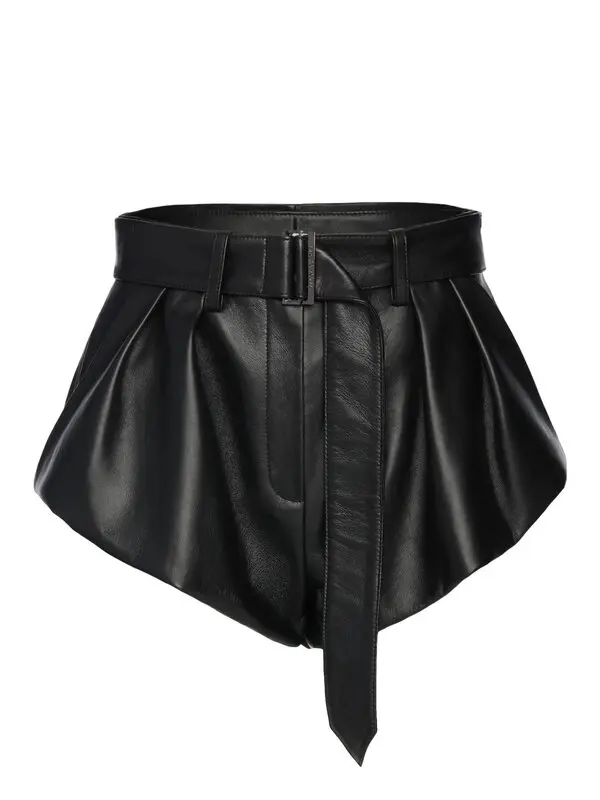 Magda Butrym Belted Leather Shorts - Black