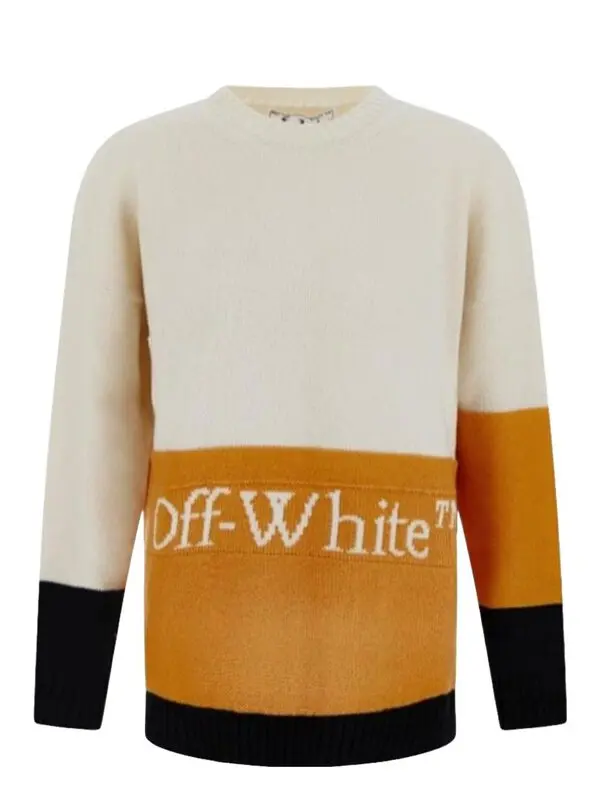 Off-White Logo Intarsia Knitted Jumper - White
