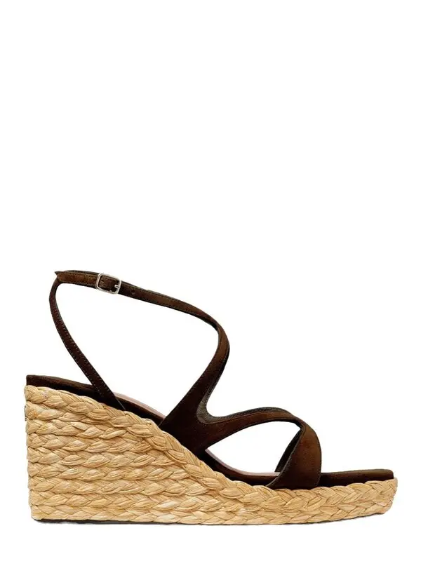 JIMMY CHOO Ayla 85 Wedge Sandals - Nude