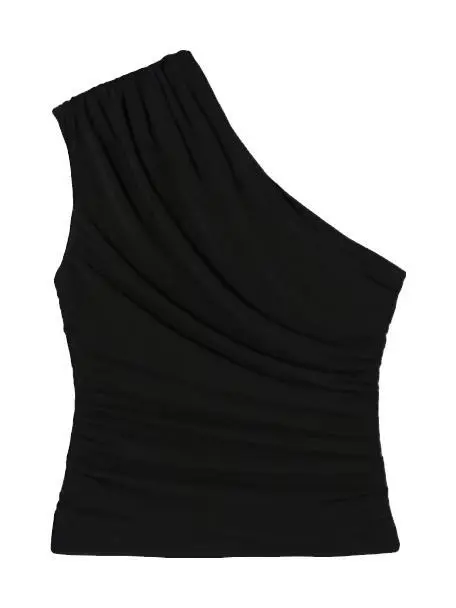 Tory Burch Ruched One-shoulder Top - Black