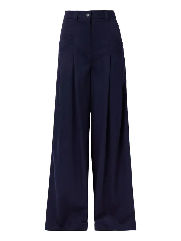 Altuzarra Pleated Wool Blend Wide-leg Pants - Black