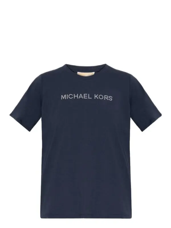 Michael Kors Logo Embellished Crewneck T-shirt - Midnight Blue