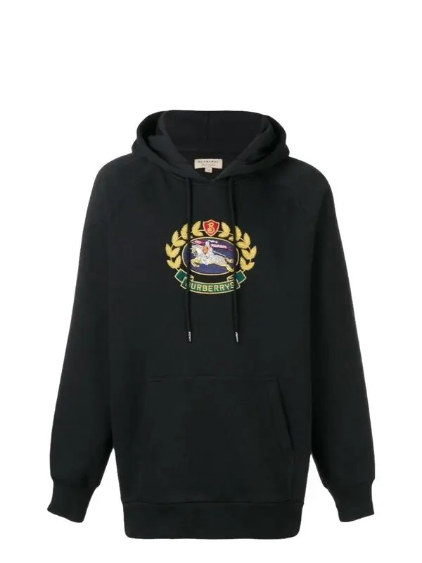 Burberry Logo Hooded Sweater - Black