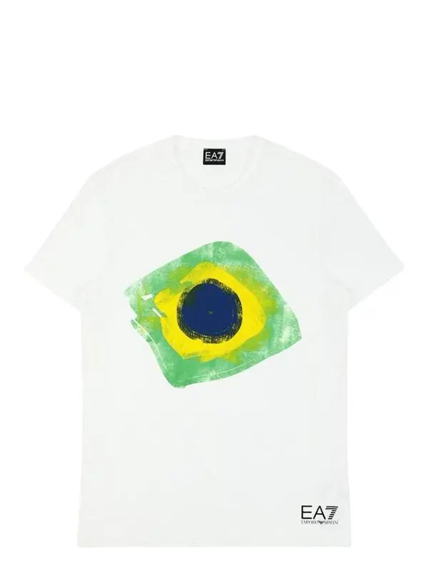 EA7 Logo Round Neck T-shirt - White