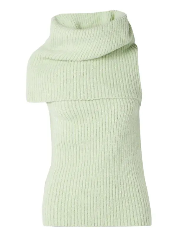 Rick Owens Draped Rib Knitted Turtleneck Sweater - Light Green