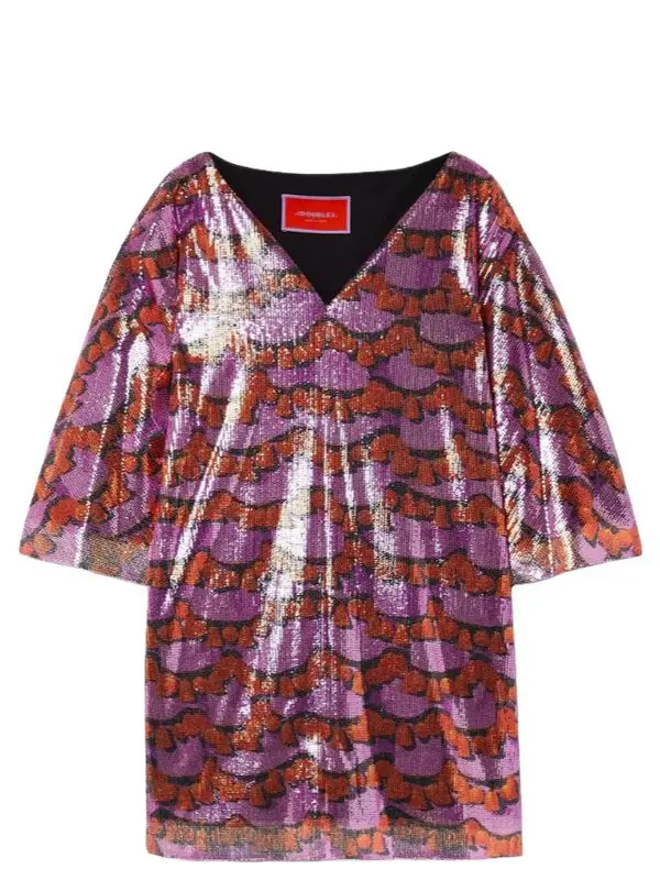 La DoubleJ Sequined V-neck Dress - Multicolor