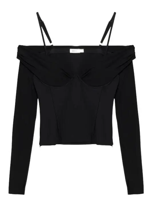Simkhai Off-shoulder Long Sleeve Top - Black