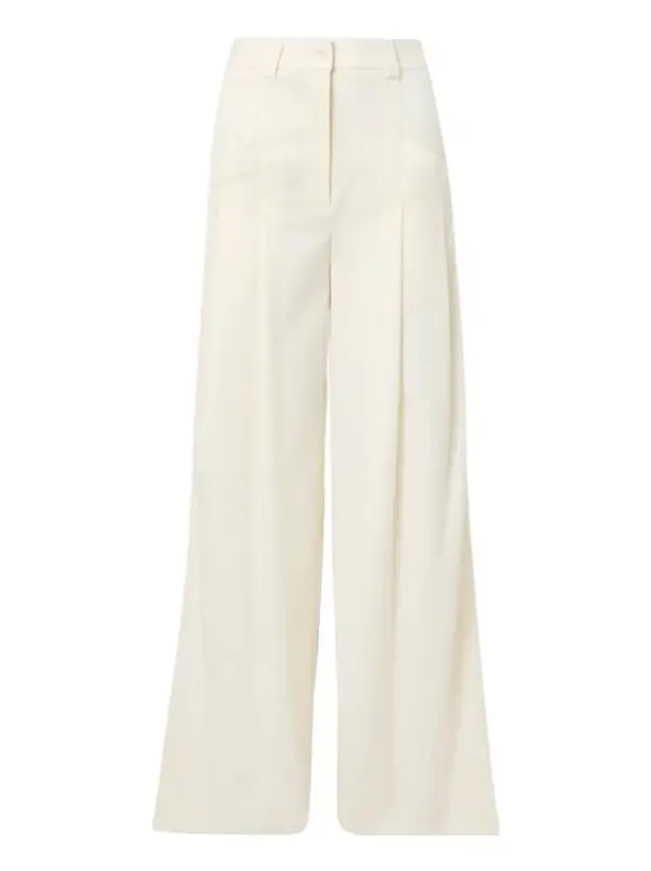 Altuzarra Pleated Wool Wide-leg Trousers - White
