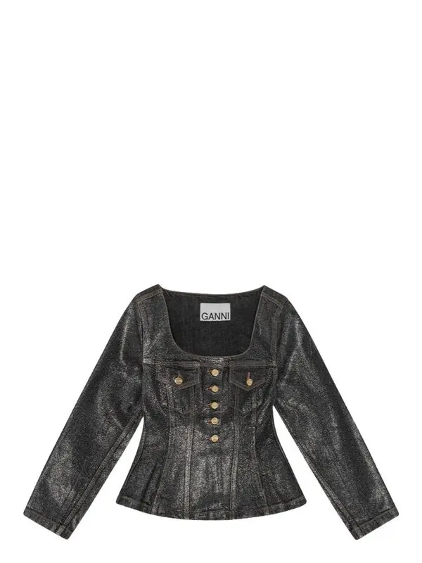 GANNI Fitted Waist Denim Jacket - Black