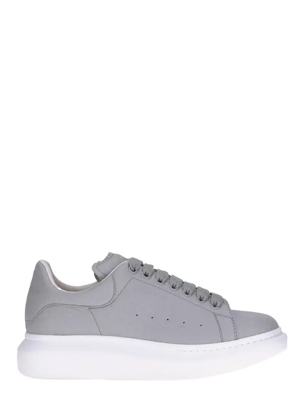 Alexander McQueen Oversized Lace-up Sneakers With Perforated Detailing - Gray