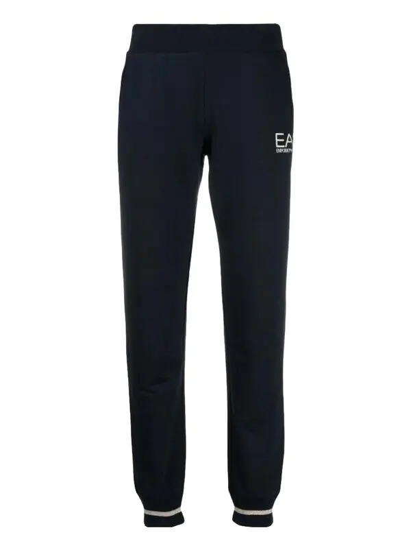 EA7 Logo-print Tapered Track Pants - Black