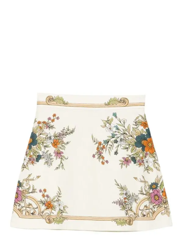 ALEMAIS Floral Print Mini Skirt - Cream