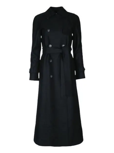 Harris Wharf London Double-breasted Trench Coat - Black