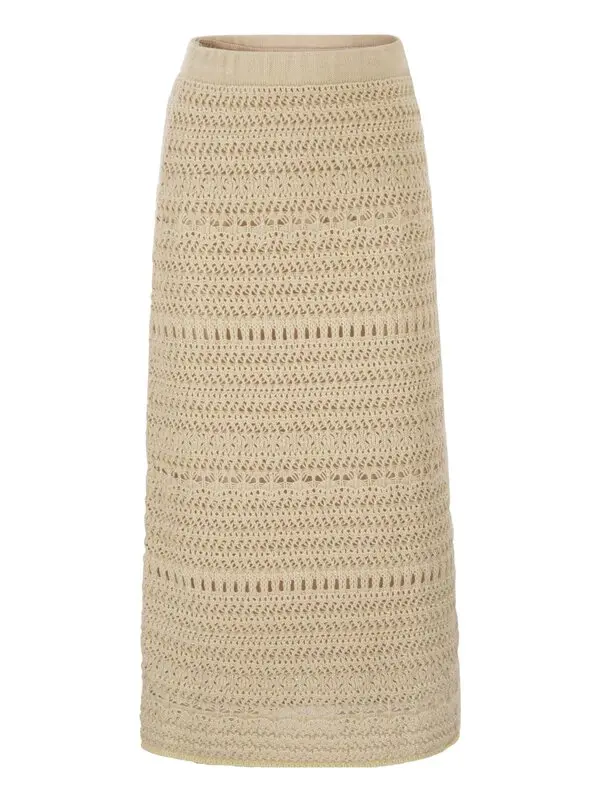 Fabiana Filippi Crochet Midi Pencil Skirt - Nude