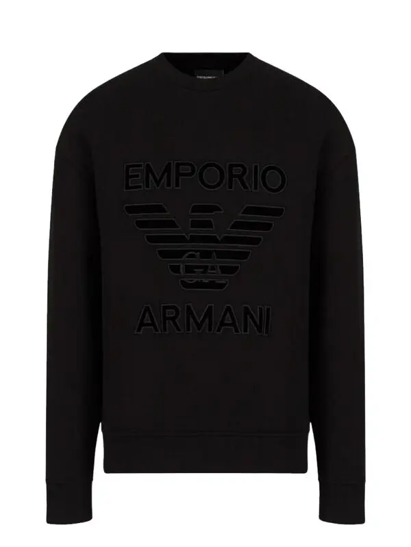 Emporio Armani Crew Neck Logo-print Sweatshirt - Black