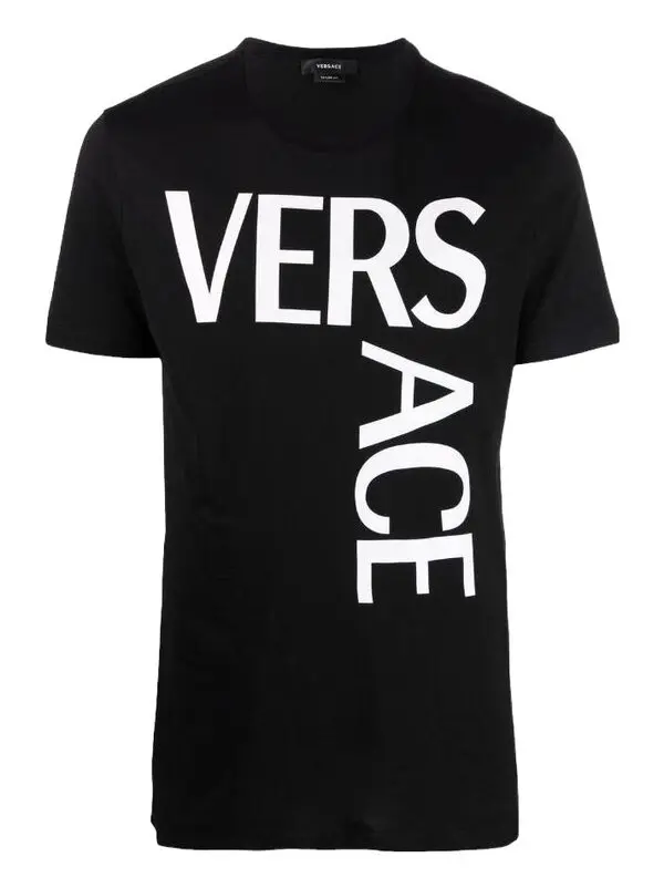 Versace Logo Printed Crewneck T-shirt - Black