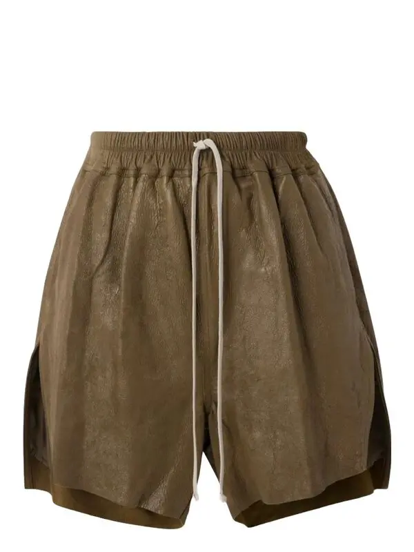 Rick Owens Drawstring Shorts With Asymmetrical Hem - Green