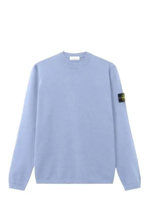 Stone Island Logo Patch Crewneck Jumper - Avio Blue