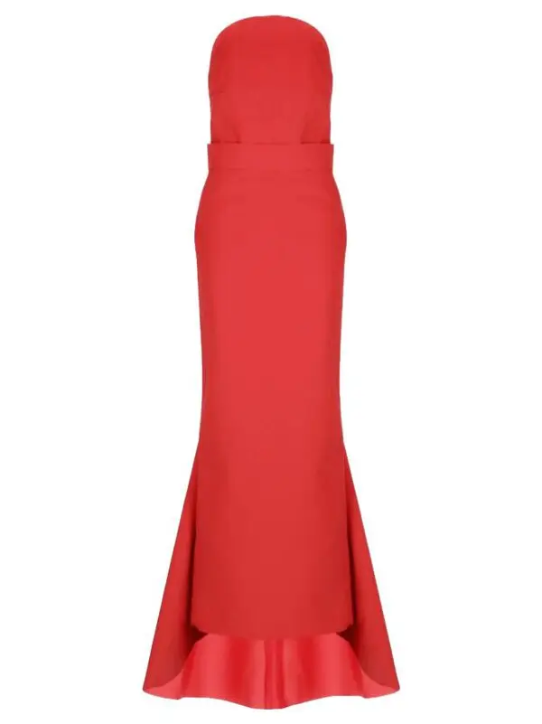 Solace London Strapless Fishtail Gown - Red