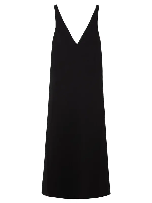 Staud Zora Crepe Knit V-neck Maxi Dress - Black