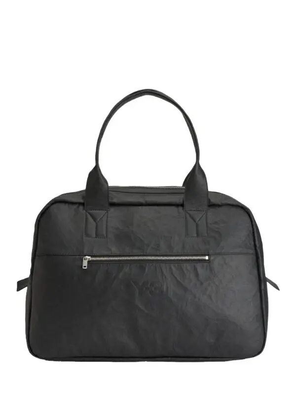 Y3 Crinkle Leather Weekender Travel Bag - Black