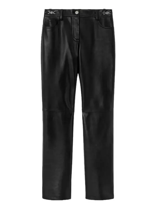 Versace Logo-patch Leather Trousers - Black