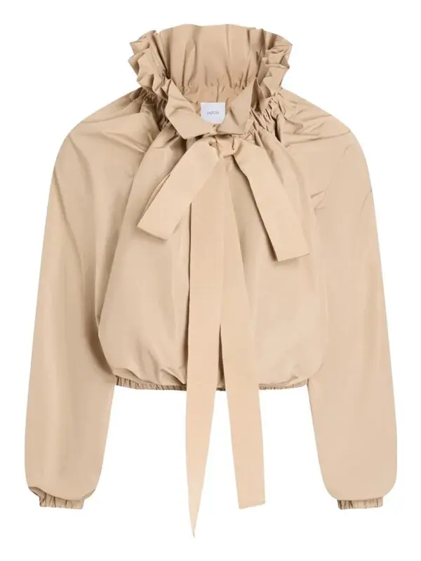 PATOU Bow-neck Balloon Sleeve Top - Nude