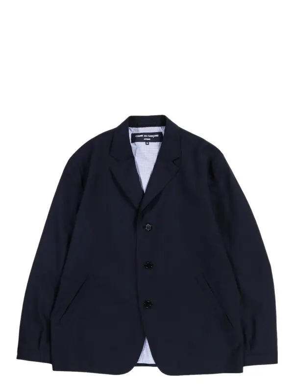 Comme Des Garçons Long Sleeve Collared Jacket - Navy Blue