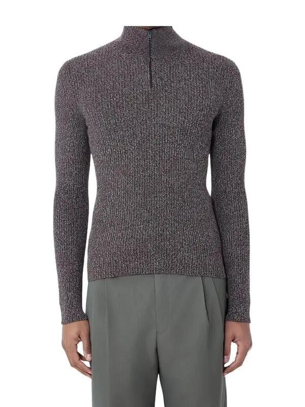 Prada Long-sleeved Knitwear With Zipper Closure - Brown