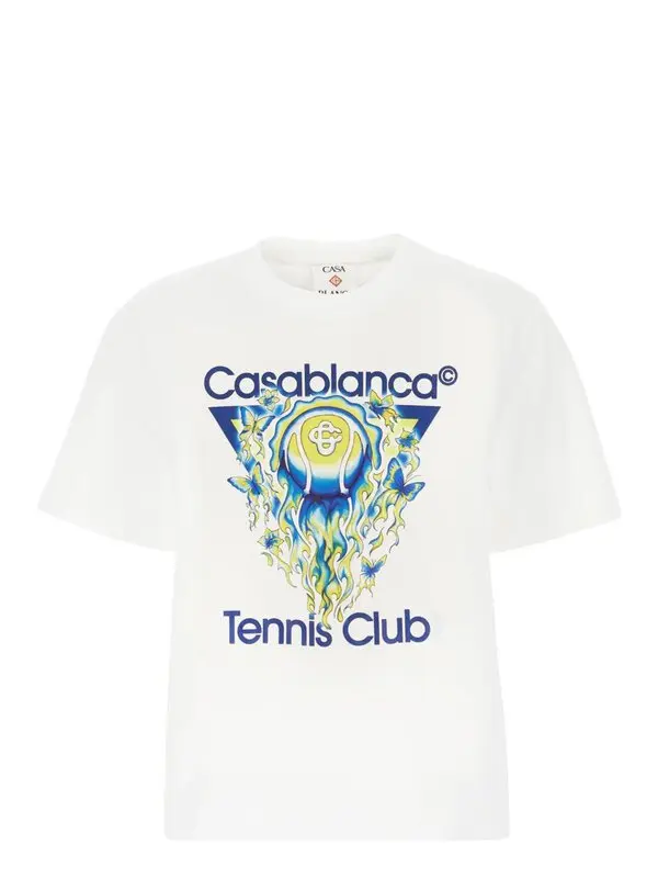 Casablanca Tennis Club Logo Cotton T-shirt - White